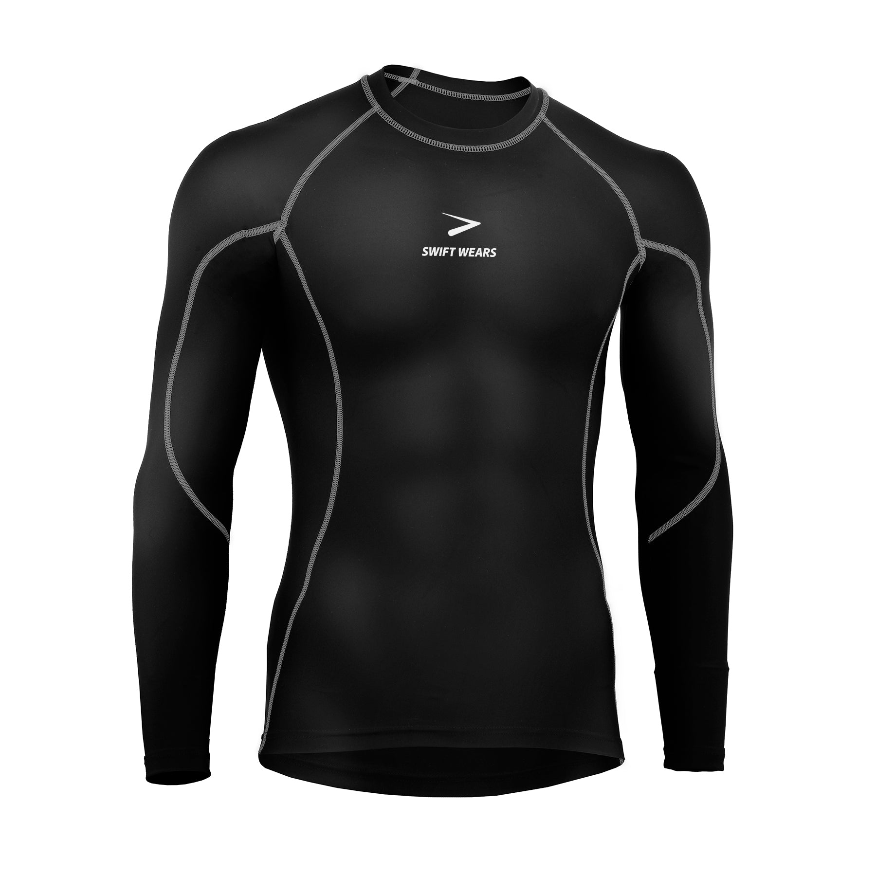 Men's Full Sleeve Compression Tee T-Shirt Black & Gray – Swift Wears